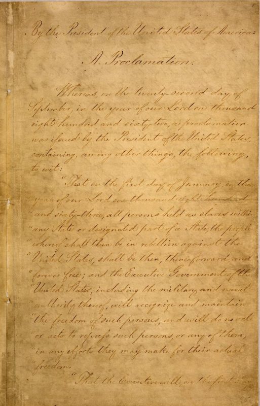 Abraham Lincoln – The Emancipation Proclamation