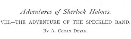 A. C. Doyle – The Adventure of the Speckled Band : Sherlock Holmes